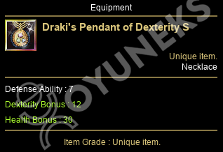 Draki's Pendant of Dexterity S - 170075 - Oyuneks