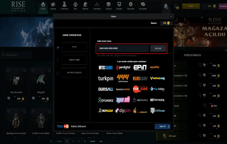 Rise Online 4.140 Cash Satın Al - Oyuneks