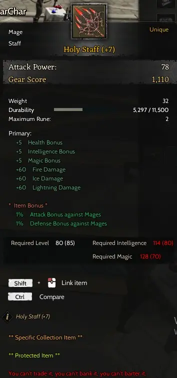 85/5 PROTEAN MAGE +7 HOLY STAFF +5 RELIC - 237925 - Oyuneks